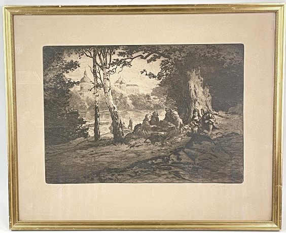 EMIL ÅBERG (1864 - 1940), etsning, "Rococo, Gripsholm", signerad samt ...