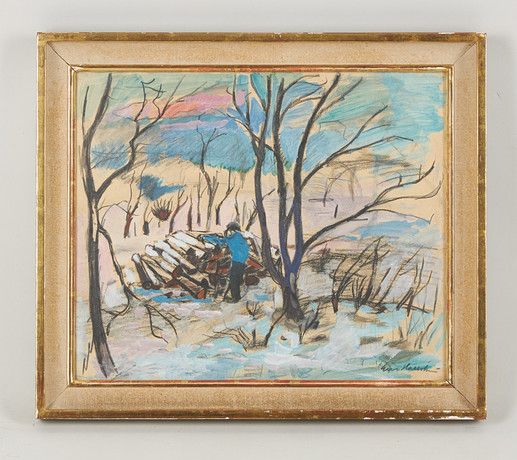 ERIC CORNELIUS HALLSTRÖM (1893-1946). Woodwork, signed, pastel. Art ...