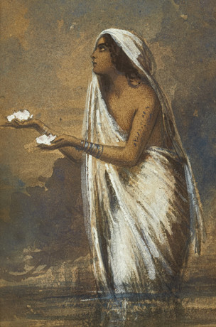 EGRON LUNDGREN (1815-1875), “Praying girl with lotus flower”, executed India 1858, certified by ...