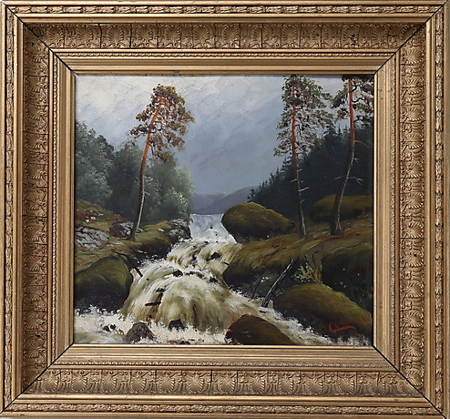 Unknown artist, Rushing stream, oil on Board, probably 19th century ...