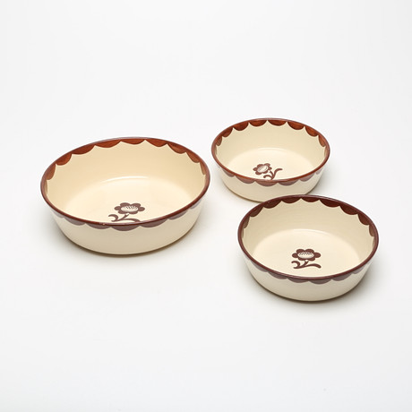 WILHELM KÅGE. A set of 3 ceramic molds, Gustavsberg, Pyro, round, ca ...