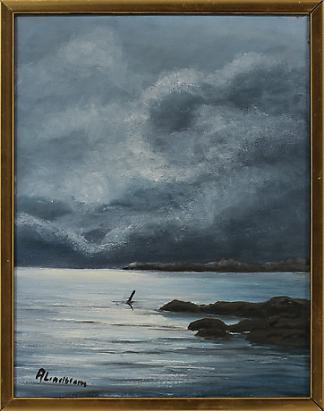 ARNOLD LINDBLOM. Coastal motif, oil on canvas, signed. Art - Paintings ...