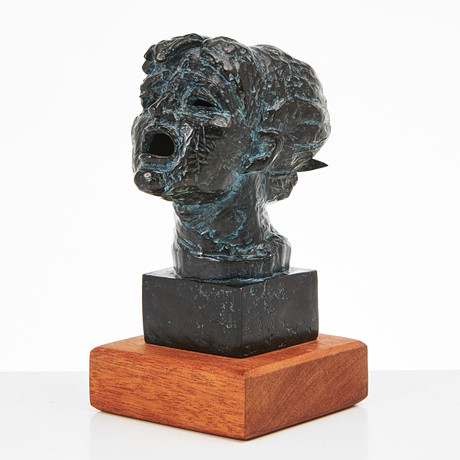 LISS ERIKSSON (1919-2000). Sculpture, face, patinated bronze, marked ...