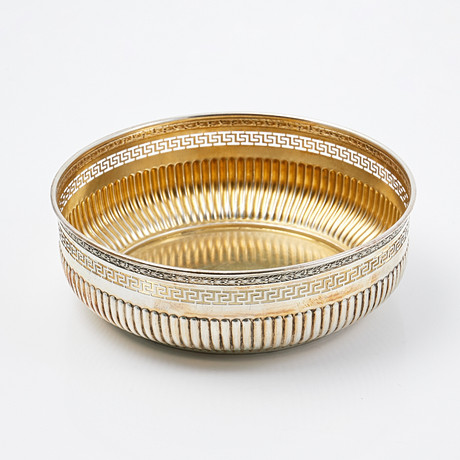 A silver bowl, well-crowned, pierced meander loop, Germany. Silver ...