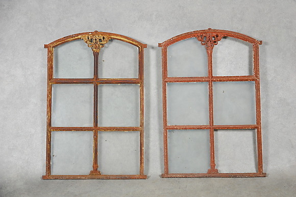 CAST IRON WINDOWS, 1 pair, openable upper part, 19th century ...