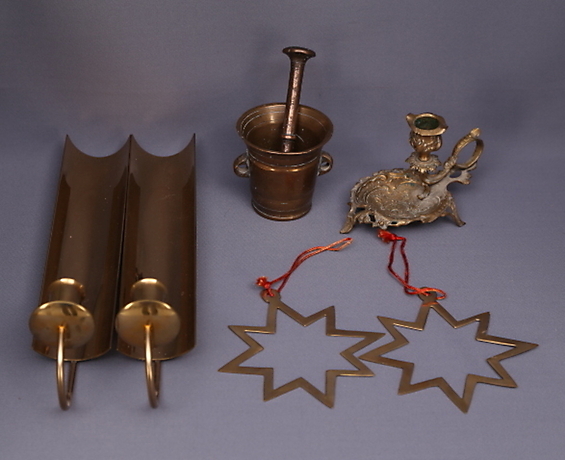 BRASS OBJECTS, 6 pcs, 1900s. Silver & Metals - Pewter, Brass & Copper ...