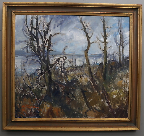 MARTIN LINDSTRÖM. Landscape by water, oil on canvas, signed and dated ...