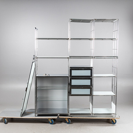 BALTON. Metal shelf with sliding glass door. 1980s. Furniture ...