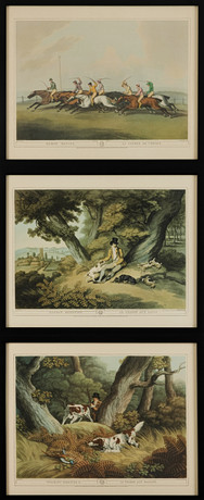 SAMUEL HOWITT. EFTER. Fasanjakt, kaninjakt och hästtävling, offseetlitografier, 1900-talets mitt ...