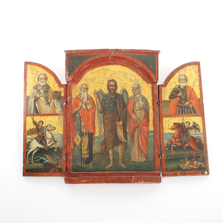 A Greek Orthodox triptych icon of John the Baptist, first part of the 19th century. Art - Other ...