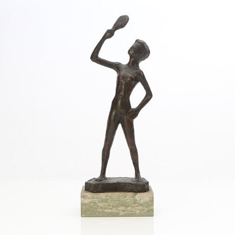 AXEL OLSSON. SKULPTUR. Brons på marmorsockel. "La Gamine". Signerad A ...