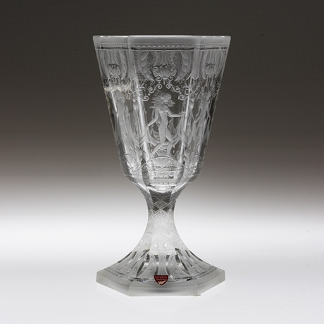 SIMON GATE. TROPHY. Glass with sanded decor. Sex graces. Signed ...