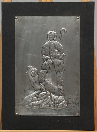 RICHARD FRIBERG. tavla, tenn, herde med bagge, signerad. Konst - Övrigt ...