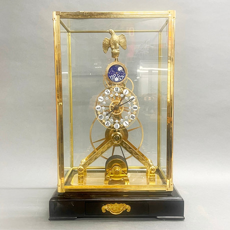 LARGE REPRODUCTION BRASS SKELETON MOON PHASE CLOCK. Clocks & Watches ...