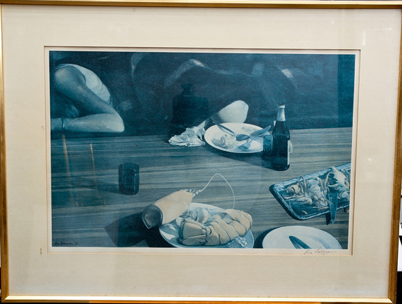 OLA BILLGREN. Raster print, at the dining table, signed. Art ...