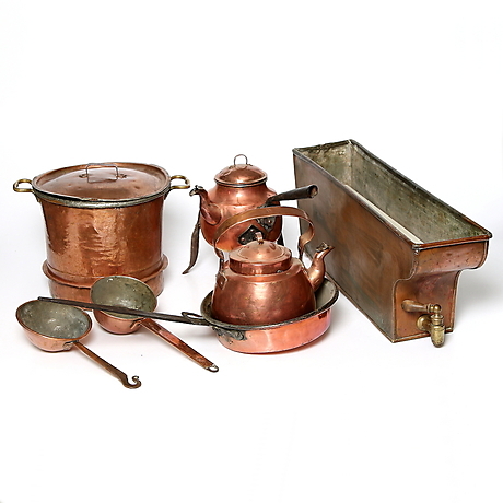 COPPER OBJECTS, 7 parts, copper. 19th century. Silver & Metals - Pewter ...