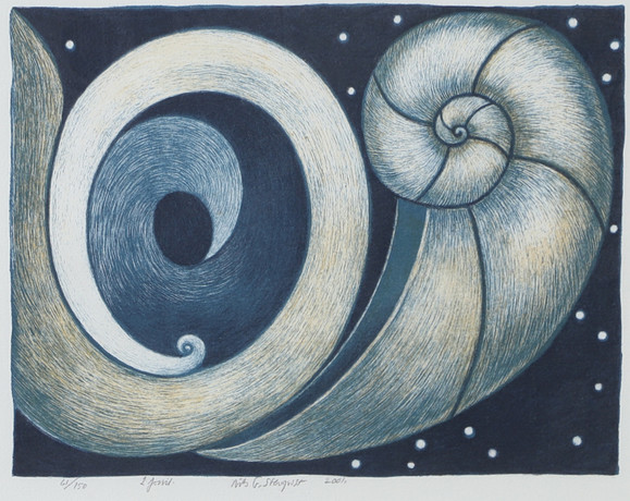 NILS G. STENQVIST. “2 fossils”, lithograph in colours, signed 2001. Art ...