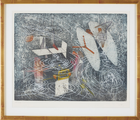 ROBERTO MATTA. Abstract composition, colour etching, signed and ...