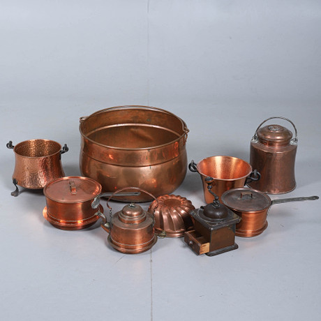 A set of 9 pieces of copper, 18th/20th century. Silver & Metals ...
