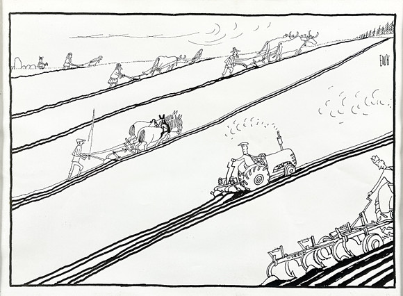 EWERT KARLSSON. DRAWING/LITHOGRAPHY, “Agricultural development”, signed ...