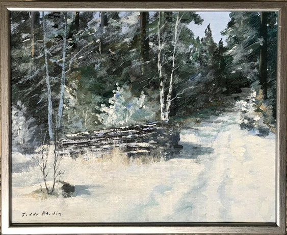 TEDDE RHODIN. OLJA på duk, " vinter i Småland" signerad. Konst - Måleri ...