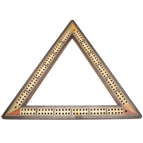 AN UNUSUAL TRIANGULAR SHAPE GAMES/CRIBBAGE BOARD. Miscellaneous ...