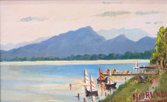 A. GALINDO. “MARINA, PORT OF POLLENÇA, 1977". OIL ON BOARD. Art ...