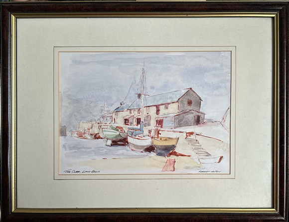ROBERT HUTSON. KOBBEN, LYME REGIS AKVARELL. Konst - Måleri - Auctionet
