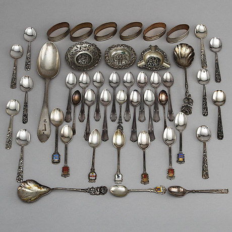 SILVER OBJECTS, 44 pieces. weight 595 grams. Silver & Metals - Silver ...