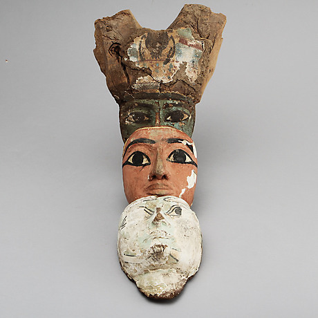 MUMMY MASKS, 3 pcs, Egypt, Greco-Roman period and 20th century. Tribal ...