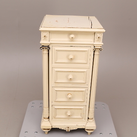 HALL BUREAU, yellow-white, columns, 3 drawers + 1 compartment ...