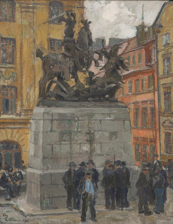 AXEL ERDMANN. Vid Sankt Göran och draken på Köpmantorget, Stockholm ...