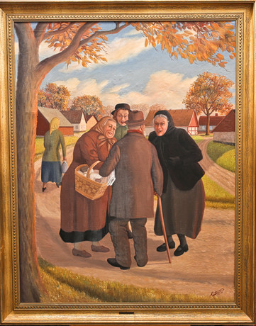 NAPPE LEON. oil on canvas, “Byskvaller”, signed N. Leon, dated 1953/54 ...