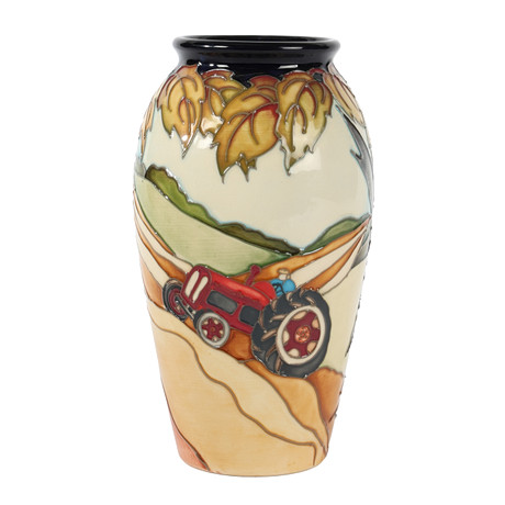 A MOORCROFT LOVES OMEN TRACTOR TRIAL PORCELAIN VASE. Ceramics ...