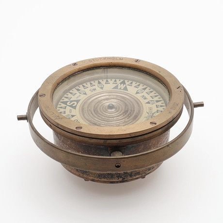 KOMPASS, G.W LYTH, Stockholm, brons, nr 8182. Samlarföremål - Teknika ...