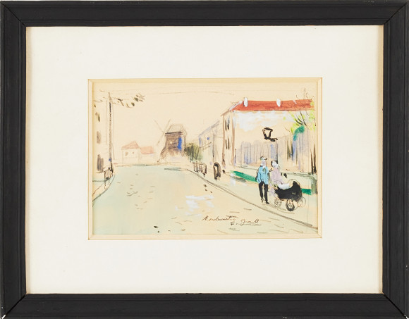 FRANÇOIS GALL (1912-1987). akvarell / blandteknik, Gatubild, signerad F ...