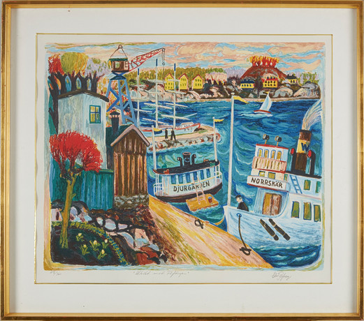 ELIS RYBERG. “View of the Vanity”, lithograph in colours, signed and ...