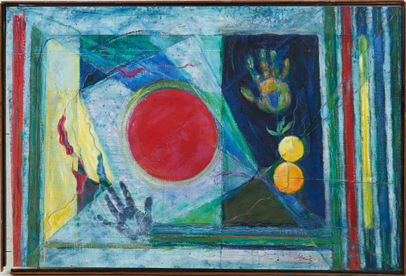 BENGT ERIKSSON (1920-1998). Abstrakt komposition, olja på pannå ...