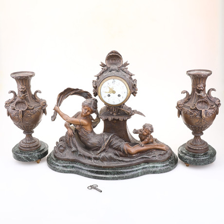 FRANCOIS MOREAU. A 3-piece table set, France, 1800/1900 painted zinc ...