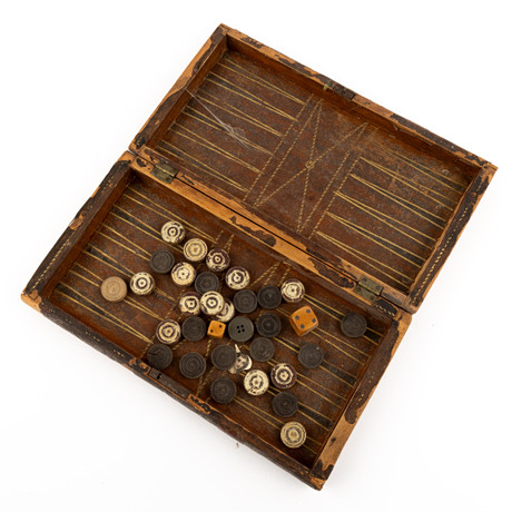 A leather-clad board game/bookcase, 18th century. Miscellaneous ...
