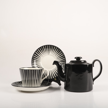 A 9-piece tea set, mostly “Zebra”, Eugen Frost, flintware, Upsala-Ekeby ...