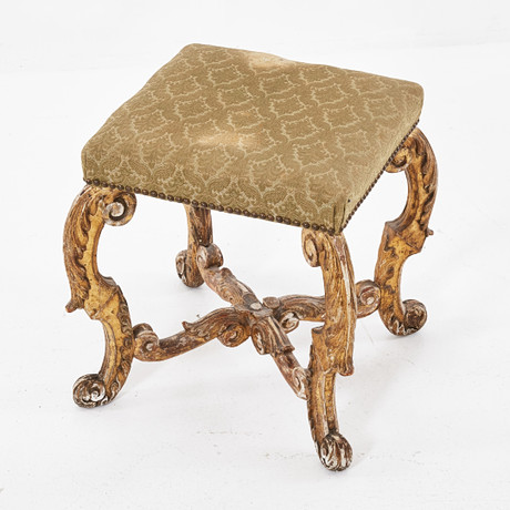 A 17th-century baroque taburette, cut decor, gilt. Furniture - Other ...