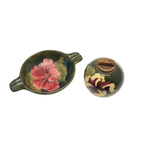 MOORCROFT DISH & TABLE LIGHTER. Ceramics & Porcelain - European - Auctionet