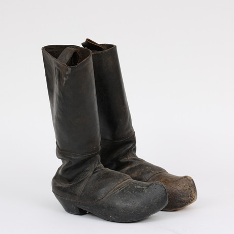 WOODEN SHOE BOOTS, leather, circa 1900. Miscellaneous - Miscellaneous ...