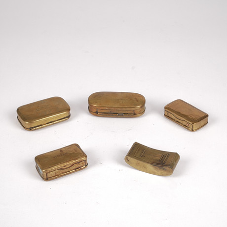 5 pcs/snuff boxes, brass, blue Westerås, 18/1900's. Silver & Metals ...