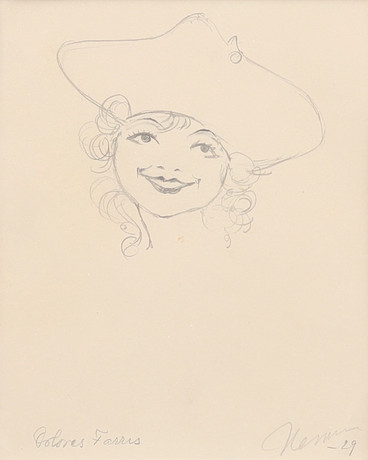 EINAR NERMAN. “Dolores Farris”, pencil drawing, signed and dated Nerman ...