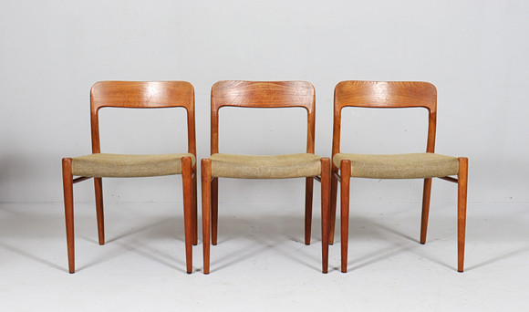 Set of 3, Niels O. Møller for JL Møller, model: 75, Denmark 1960s ...