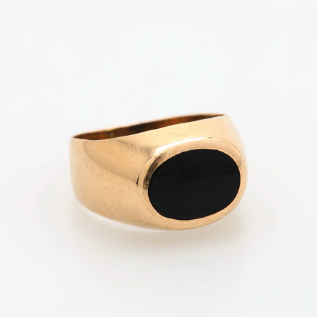 SIGNET RING with black stone, gold 18K, Trege Svensson & Alexanderson G ...