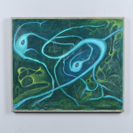 OIDENTIFIERAD KONSTNÄR. PAINTING, oil on panel, signed Helje (Ingvar ...