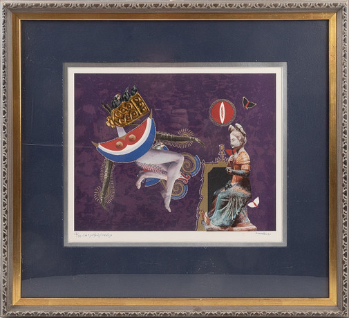 MAX WALTER SVANBERG. Composition, lithography with collage and gold ...